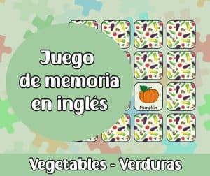 Juego de memoria de las verduras en inglés | Apuntes de inglés