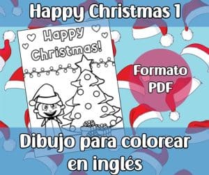 Dibujo para colorear de la Navidad en inglés: Happy Christmas 1 ...