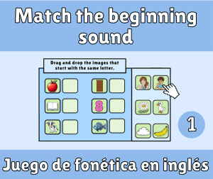 Match the beginning sound 1: juego de fonética en inglés | Apuntes de ...
